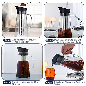 Glass Teapot Large Multi, 1400ml Borosilicate Clear Tea Kettle with Removable 304 Stainless Steel Fine Mesh Infuser, Cold Brew Coffee Iced Hot Tea Maker, Cold Brew Tea and Fruit Infused Water