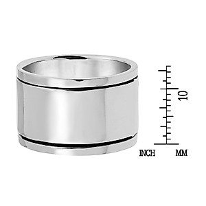AeraVida 14mm Wide Shiny Fidget Spinner Band .925 Silver Ring (8) | Mens Spinner Ring | Fashion Jewelry