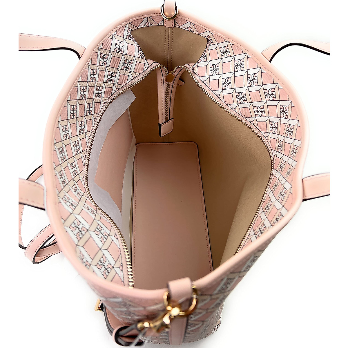 Tory Burch Women's Geo Logo Mini Top Zip Tote (Dusted Blush)