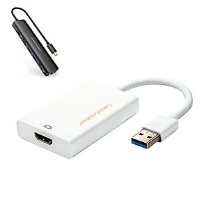 Bundle – 2 Items: CableCreation USB HDMI Adapter with DisplayLink Chip + 7 in 1 USB C Hub