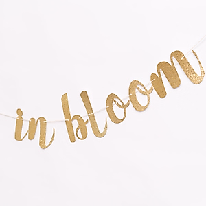 CANTLY Love is in Bloom Banner,Funny Gold Glitter Paper Sign for Bridal Shower Engagement Wedding Party Bunting Decorations. (Love Banner)