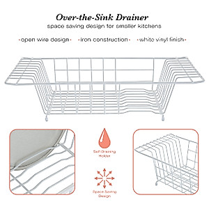 Kitchen Details Sink Dish Drainer Drying Rack, for Countertop, Space Saving, in White