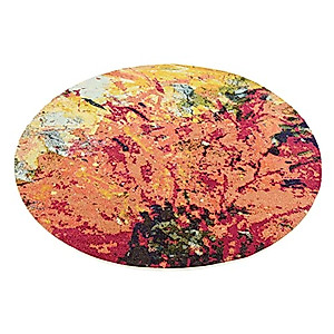 Unique Loom Estrella Collection Distressed, Floral, Abstract, Modern, Bright Colors Area Rug, 6' 0" x 6' 0", Multi/Blue