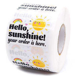 Cute Small Business Stickers,Funny Hello Sunshine Your Order is Here Business Stickers,Thank You Stickers, Packaging Stickers, Mail Envelopes Shipping Stickers for Small Business,500 PCS