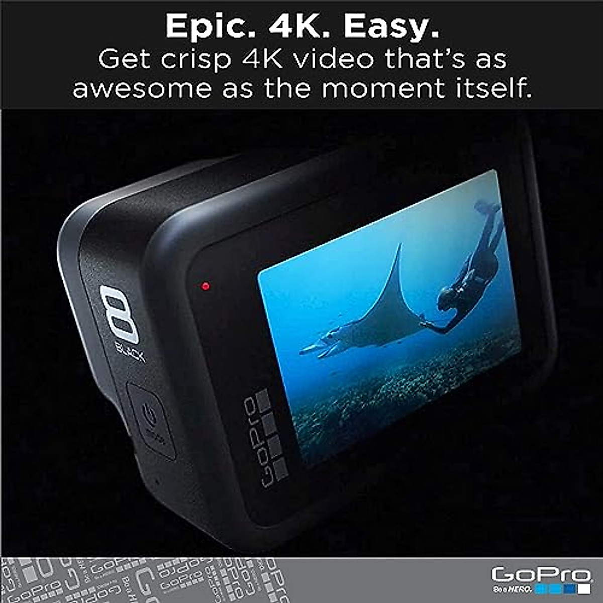 GoPro HERO8 Black - E-Commerce Packaging - Waterproof Digital Action Camera with Touch Screen 4K HD Video 12MP Photos Live Streaming Stabilization