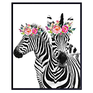 Zebra Wall Decor - Zebra Wall Art - Wall Decor for Women - Girls Room Wall Decor - Safari Wall Decor - Cute Girly Room Decorations - Girls Bedroom Wall Decor - Nursery Wall Decor - Baby Wall Decor