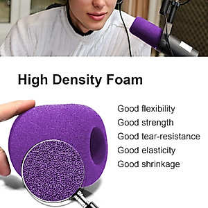 Fielect 5Pcs Microphone Cover Sponge Foam Mic Cover Handheld Microphone Windscreen Shield Protection Micro Foam Filter Purple for KTV Broadcasting