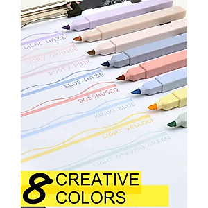Browill [8 Colors] Vibrant Highlighters Set No Bleed Quick Dry Aesthetic Highlighters with Soft Chisel Tip for Bible Study Journaling Planner Notes School Office Supplies