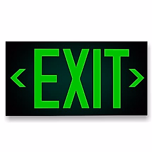 Photoluminescent Exit Sign Black W/Holes and Hardware - Aluminum Code Approved UL 924 / IBC/NFPA 101 (Directional Arrows Included) NightBright USA Part ULB-050-HH