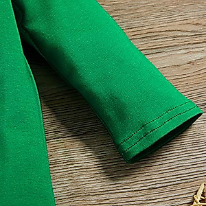 My 1st St. Patricks Day Romper Baby Girl Ruffle Jumpsuit Shamrock Print Long Sleeve Coming Home Outfits+Headband (Green, 1-3 Months)