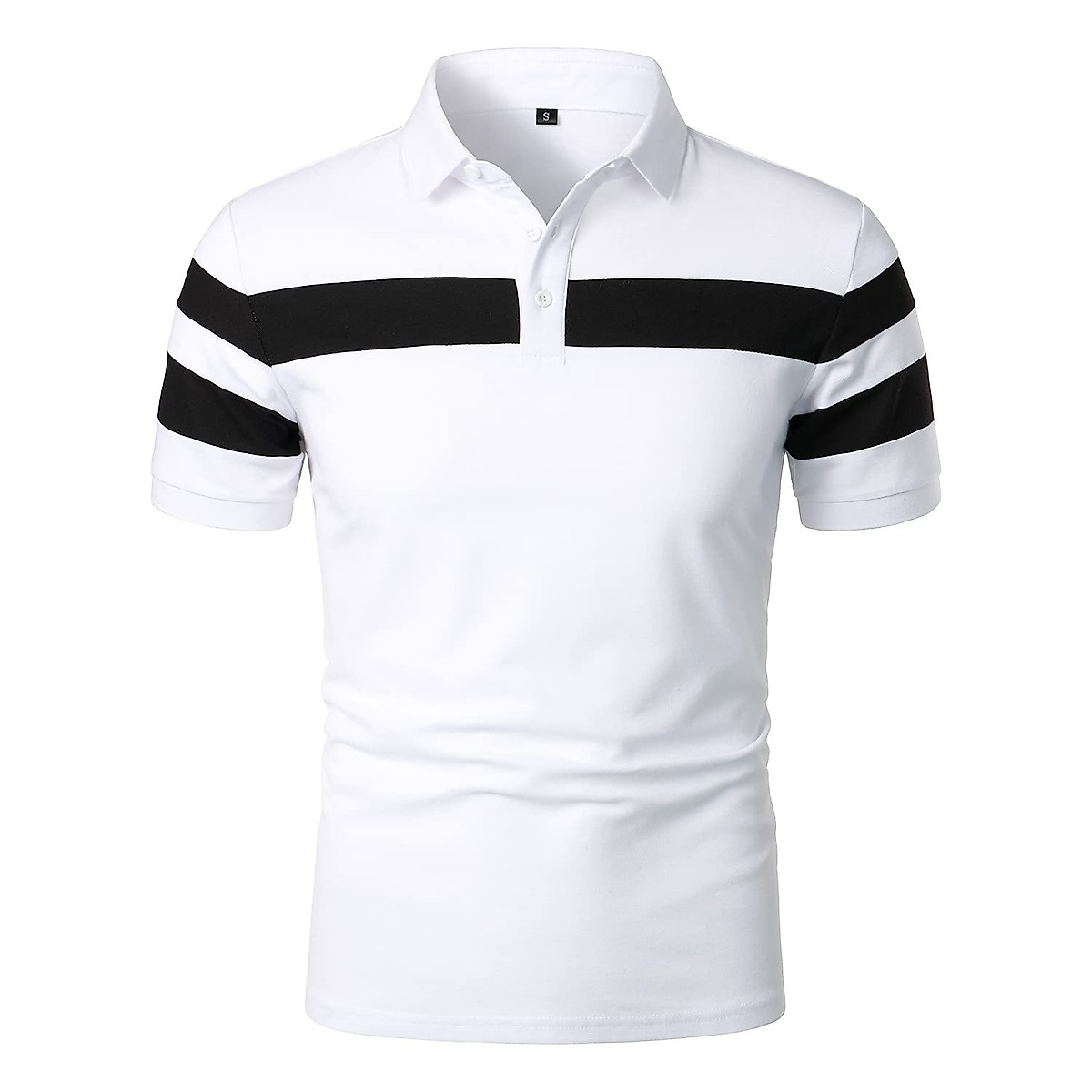 HOOD CREW Mens Short Sleeve Polo Shirts Stylish Design Summer T Shirt White M