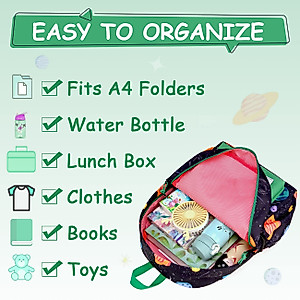 VASCHY Backpack for Boys, Kids Water Resistant Lightweight Backpack for Toddlers Daycare Preschool Space Green