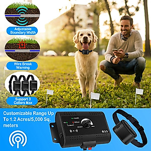 KOCASO Electric Dog Fence System, Covers up to 1.2 Acre, for Dogs Over 4 lb, 2 Ajustable Waterproof Collar with 984 Feet Wire,Suitable for Small, Medium, Large Dogs (Black 2) (with 2 Collars)