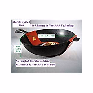 Ceramic Marble Coated Cast Aluminium Non Stick Wok 24 cm