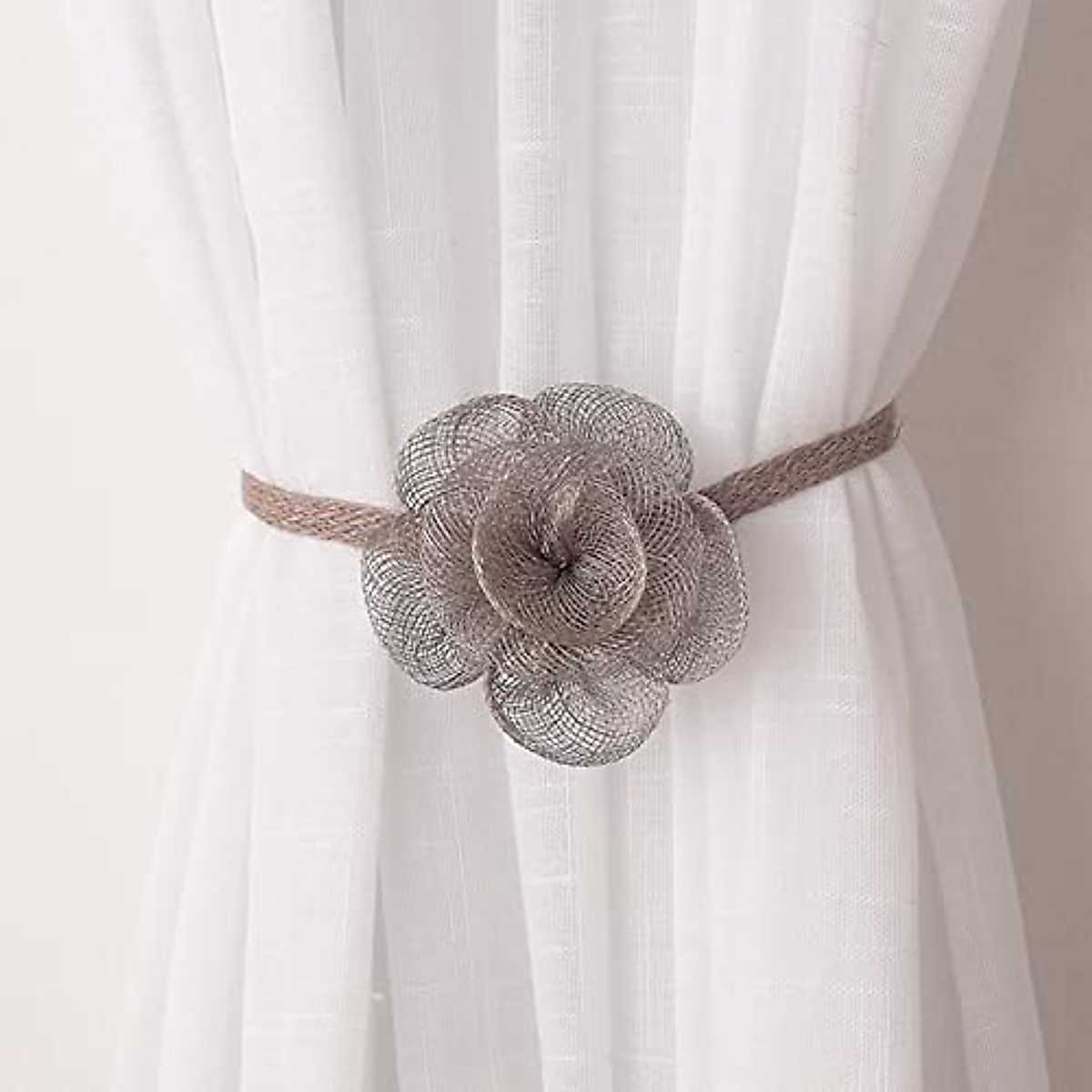 lucare 1Pc Curtain Tie Back Practical Nice-Looking Magnetic Attractive Curtain Tie Back for Living Room Light Grey