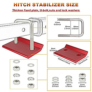 Upenty Anti Rattle Hitch Tightener for 1.25" and 2", Stainless Steel Receiver Hitch Stabilizer Rattle Stopper, Anti-Rust Heavy Duty Trailer Hitches Clamp for RV/Bracket/Cargo Bike Rack/SUV/Truck