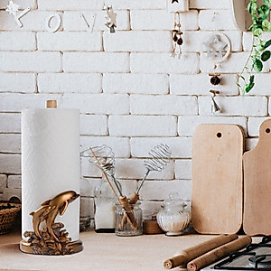 Dolphins Paper Towel Holder Countertop, Standing Paper Towel Holder for Kitchen Farmhouse Decor, with Weighted Resin Base Sturdy (Bronze)