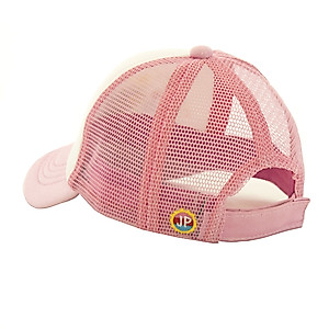 JP DOoDLES Heart Hat Kids Trucker Hat. Baseball Mesh Back Cap fits Baby, Toddler and Youth (Light Pink, Mini 12-24 MOS)