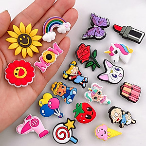 30 Pack Random Cartoon Anime Croc Charms Bulk Pins for Crock Boys Girls, Cute Cartoon Kids Toddler Croc Charms Bracelet Accessories for Wristband Decoration.