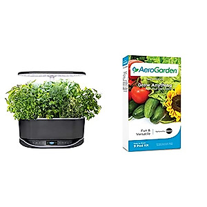 AeroGarden Bounty Elite - Indoor Garden with LED Grow Light, WiFi and Alexa Compatible, Platinum Stainless & Grow Anything Seed Pod Kit Hydroponic Indoor Garden, 9-Pod