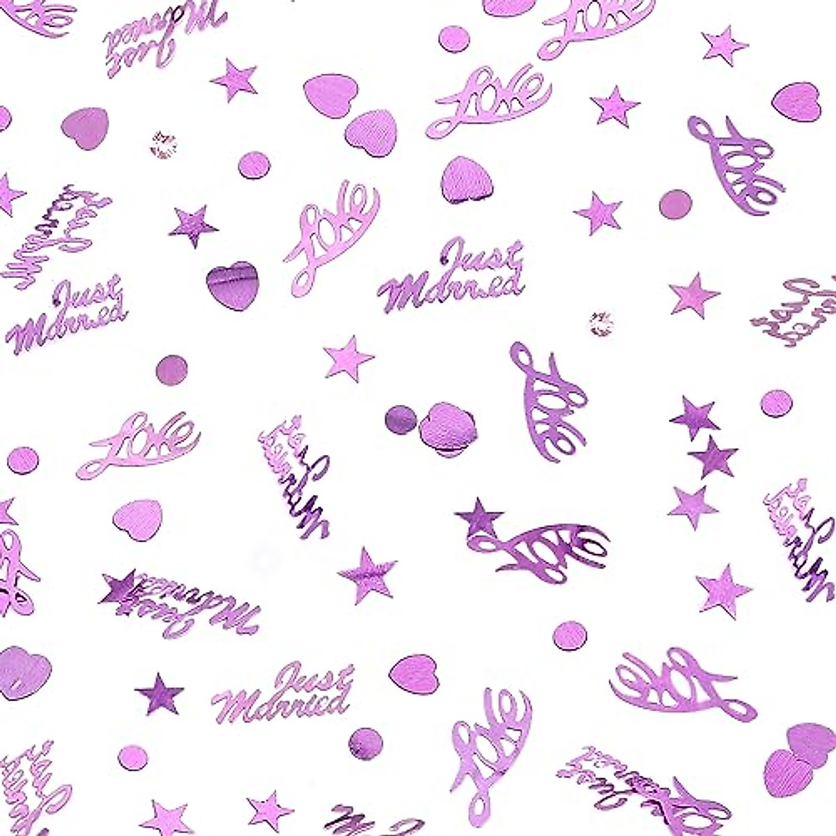 WenmthG 2.11 oz/ 60 g Purple Love Just Married Confetti, 800Pcs Wedding Table Confetti Decoration, Engagement Party Decorations, Glitter Confetti for Bridal Shower Wedding Bachelorette Party Couples
