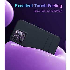 TORRAS Designed for iPhone 14 Pro Max Case with Stand, [10FT Military Grade Drop Protection] [3 Stand Ways Kickstand] Slim Soft-Touch Silicone Anti-Scratch for iPhone 14 Pro Max Phone Case, Black