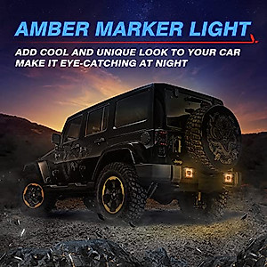 MICTUNING S1 Flush Mount Amber Led Pods Light - 20W Off Road Combo Driving Lights with Amber Marker Light for Offroad Truck Pickup ATV UTV SUV, Patent Pending (2pcs)