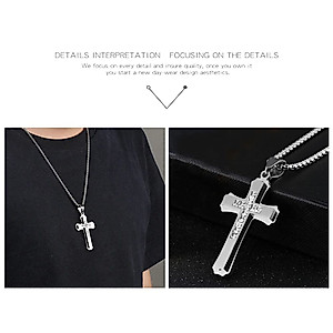 OLEVS Diamond Silver Cross Pendant Necklace Metal Womens Cross Pendant for Women Necklace Small Mens Cross Pendant Necklace Silver Stainless Steel Cross Pendant Necklace for Men Women Girls