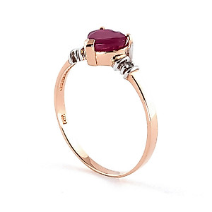 Galaxy Gold GG 1.03 ct 14k Solid Gold Ring Ruby Diamond 4345 (Rose-Gold, 7)