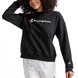 Champion Women's Sweatshirt, Powerblend, Crewneck, Sweatshirt for Women, Script (Reg. or Plus)