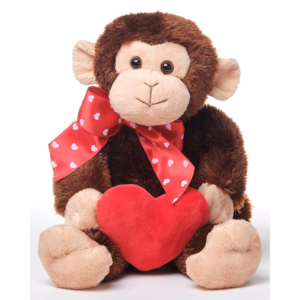 Bearington Wilde Love Stuffed Animal Monkey Plush Holding a Heart with Red Bow, Kid Companion Plushie, Great Gift for Birthdays, Holidays & Other Special Occasions Like Valentines Day, 15 inches