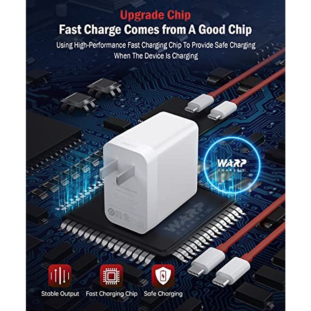 Oneplus Warp Charger for 9R/9/9 Pro, Oneplus Warp Charger 65w Set Compatible with 8 Pro/8T/8/7 Pro/7T/7T Pro, Include 65w Power Adapter, 2 Pack USB Dual Type-C Data Cable (1M/3.3ft) (1,5M/5.0ft)