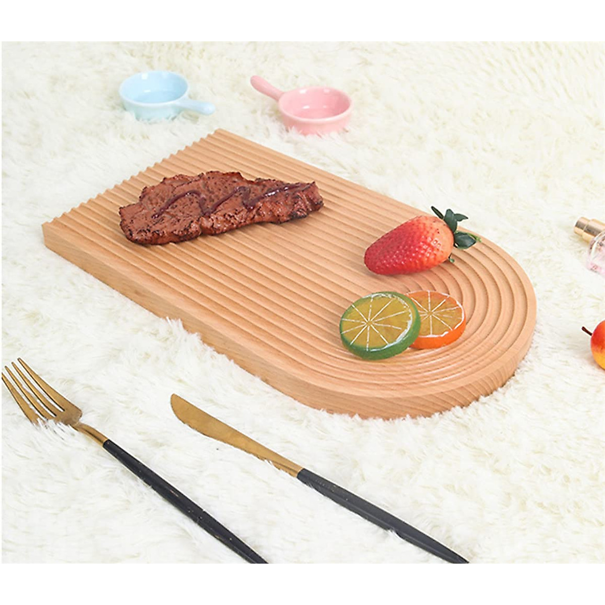 DOKOT Decorative Wood Charcuterie Board, Unique Serving Tray, Wooden Serving Board for Home, Kitchen Decor