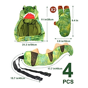Roicaholy Dinosaur Tail Hat and Paw Gloves Set, Dragon Crocodile Costume Accessories Halloween Dress Up Cosplay Dino Theme Party Favor