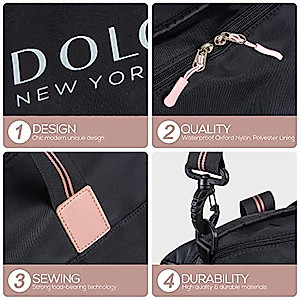 Gym Bag For Women Duffel Travel Girls Cute Duffle Bag Weekender MultiFunctional Shoe Compartment Overnight Workout Sport Dance Small CarryOn Luggage Weekend Waterproof Lightweight (Black)