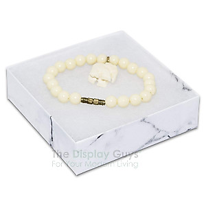 TheDisplayGuys - 25-Pack #33 Cotton Filled Cardboard Paper Jewelry Boxes Gift Case - Marble White (3.5" x 3.5" x 1.0") - for Shipping or Storage