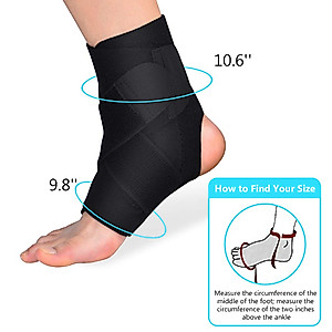 Health Gear Ankle Support Brace, Ankle Wrap, Ankle Brace Wrap Strap, Adjustable Ankle Brace Breathable Nylon Material Super Elastic Sleeve for Injury Recovery, Achilles Tendonitis
