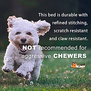 Miguel Outdoor Waterproof Cat Bed with Side, Oxford Durable Dog Bed for Small Dog Easy Clean, All Weather Rectangle Medium Pet Bed Bolster Tough Puppy Bed Scratch Resistant Removable Cover, 25 inches