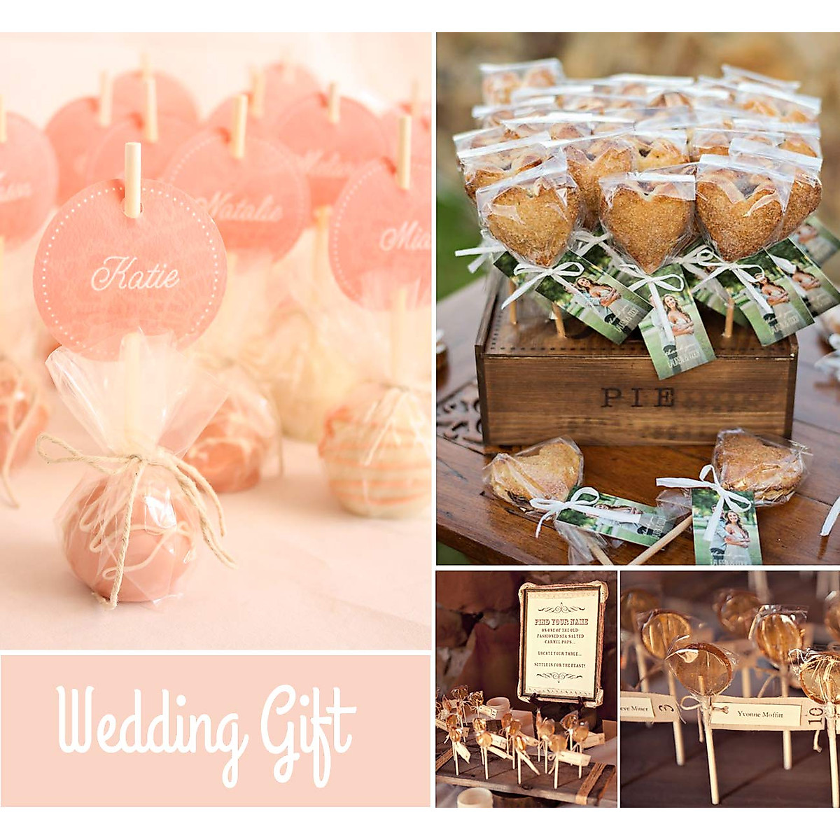 200Pcs Candy Treat Bags 4" x 6" Clear Cellophane Bag& 2.8'' x 4'' Small Treat Bags with Ties, Thickening Plastic Party Favor Bags for Lollipop Bags Cookie Chocolate Wrapping