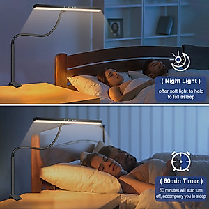 NEWACALOX Desk Lamps for Home Office, LED Desk Lamp with Touch Control and Night Light Function, Architect Task Lamp with 16-inch Long Lamp Head, 3 Modes 10 Brightness Gooseneck Desk Light