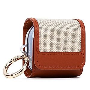 Design Skin Canvas Leather Pouch Case for Buds 2 Pro with Button Lock and Key Chain Buckle Compatible with Buds 2 Pro - Canvas Pouch (Brown)