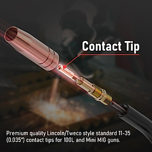 YESWELDER 25-pk MIG Welding Contact Tip 11-35 (0.035") for Lincoln Tweco MIG Guns 100L Mini