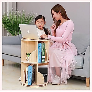 Lexza Bookshelf for Kids,2 Tier 360° Rotating Stackable Shelves Bookshelf Organizer, Standing Bookcase Storage Rack, Bookshelves for preschoolers' classrooms,Daycare,bedrooms,Nursery,playrooms.