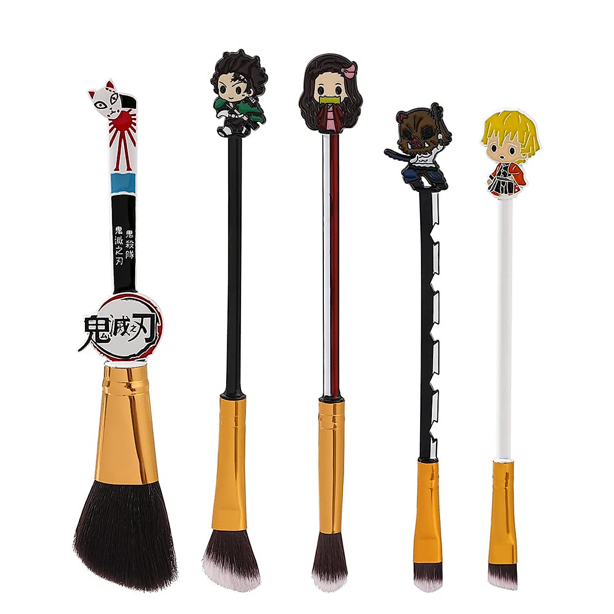 Cute Anime Demon Makeup Brushes - Anime Figure Tanjirou Nezuko Metal Cosmetic Brush Set - Eye Shadow Concealer Foundation Blusher (demon makeup brush 2)