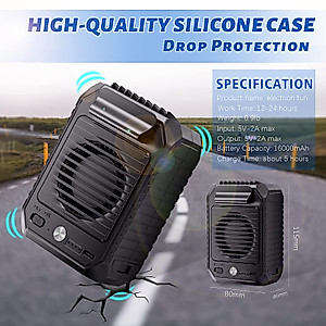 Goldenbbjoy Portable Waist Clip Fan Neck Fan, 10000mAh Battery Powered Belt Fan, Body Fan with 3-Speed, Strong Airflow for Jobsite Farm Fishing Gardening, Black…