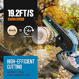 Mini Chainsaw Cordless 4 Inch Electric Small Chain Saw Battery Powered Portable Handheld Mini Chain Saw, Pruning Shears ChainSaw for Wood Cutting, Tree Trimming, Gardening, Camping, Courtyard&Gard
