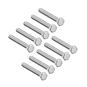 10 x Hex Head Set Screw Bolts M10 x 75mm, Fully Threaded, Bright Zinc Plated