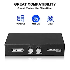 EEEKit Bundle for Printer Switch,2 Port USB 2.0 Manual Printer Scanner Sharing Switch Hub 2 PC to 1 Splitter Adapter,2 Pack USB A to B Printer Cable