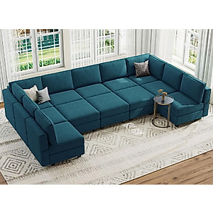 Belffin Modular Sleeper Sofa Sectional Couch Oversized U Shaped Sofa with Storage Convertible Sofa Set Large Sectional Sofa Peacock Blue