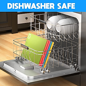 Goodluck 4 Pieces Flexible Cutting Boards, BPA Free Plastic Cutting Boards for Kitchen, Non Slip Cutting Mat for Meat and Vegetables